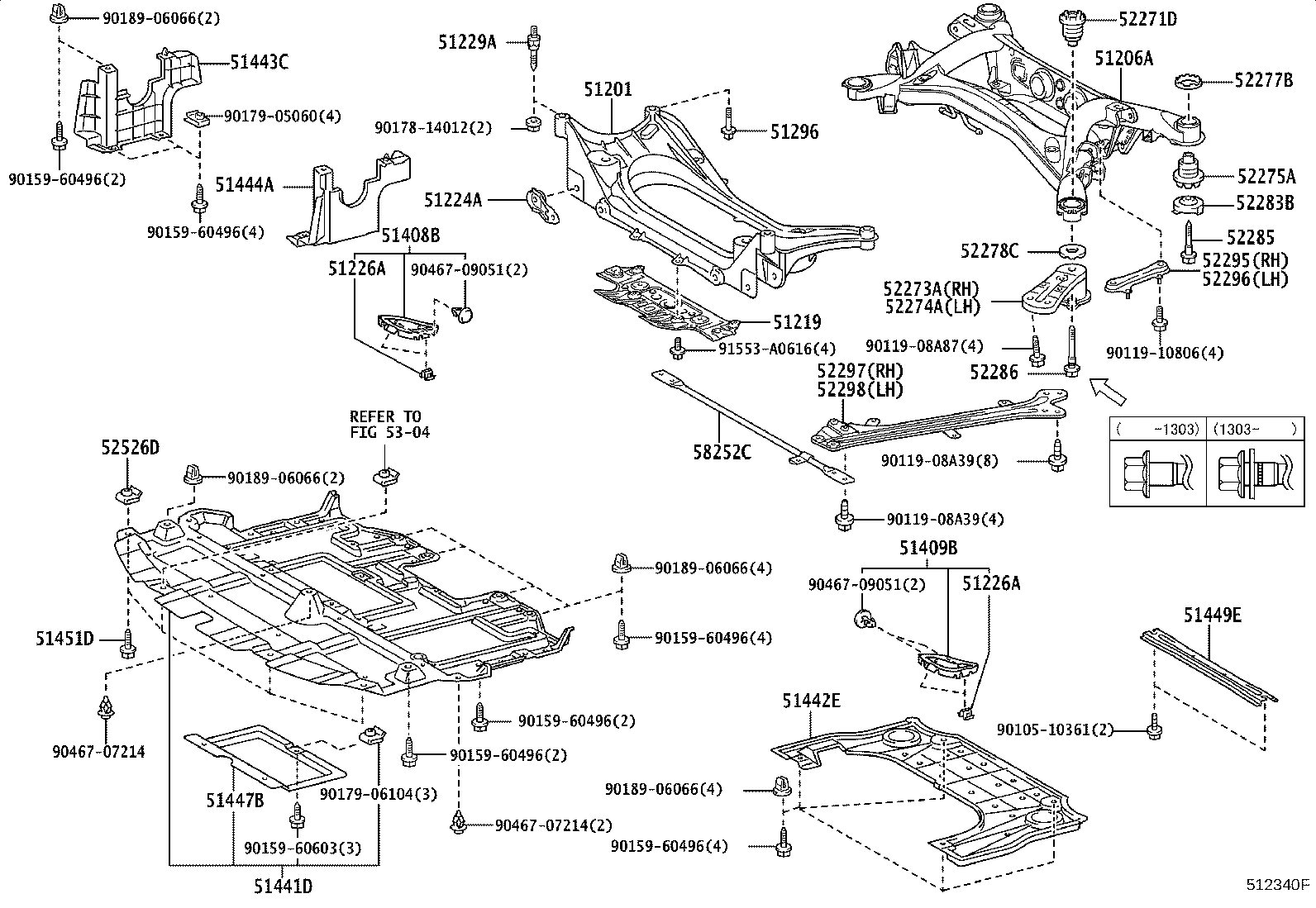 SUSPENSION CROSSMEMBER & UNDER COVER для Лексус IS250/350/2##D, 2008/08 ...