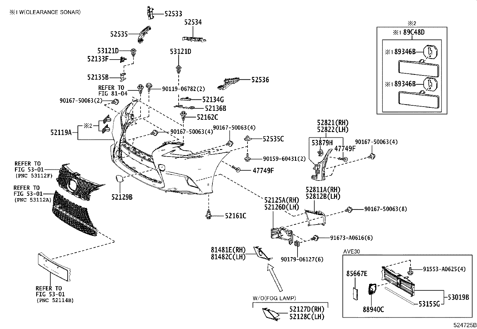 Передний бампер для Лексус IS2###/3###, 2013/04 - 9999/99, 2,5 литра ...