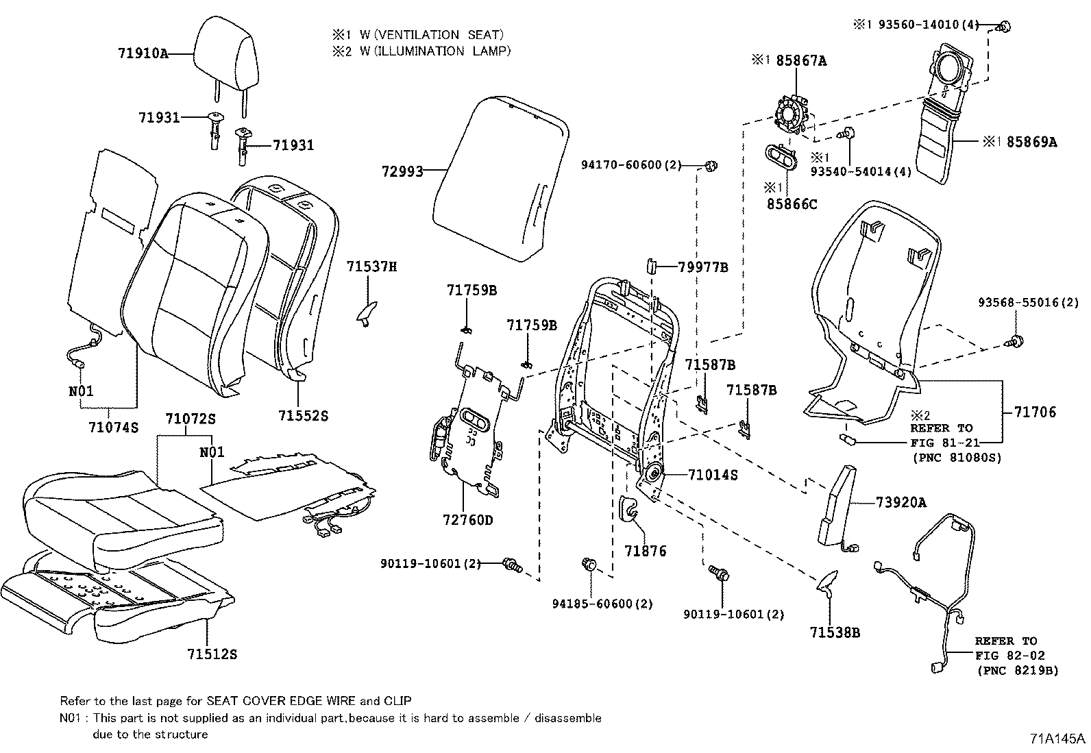 Передние кресла для Лексус ES2##/350/300H, 2012/06 - 9999/99, 2,5 литра ...