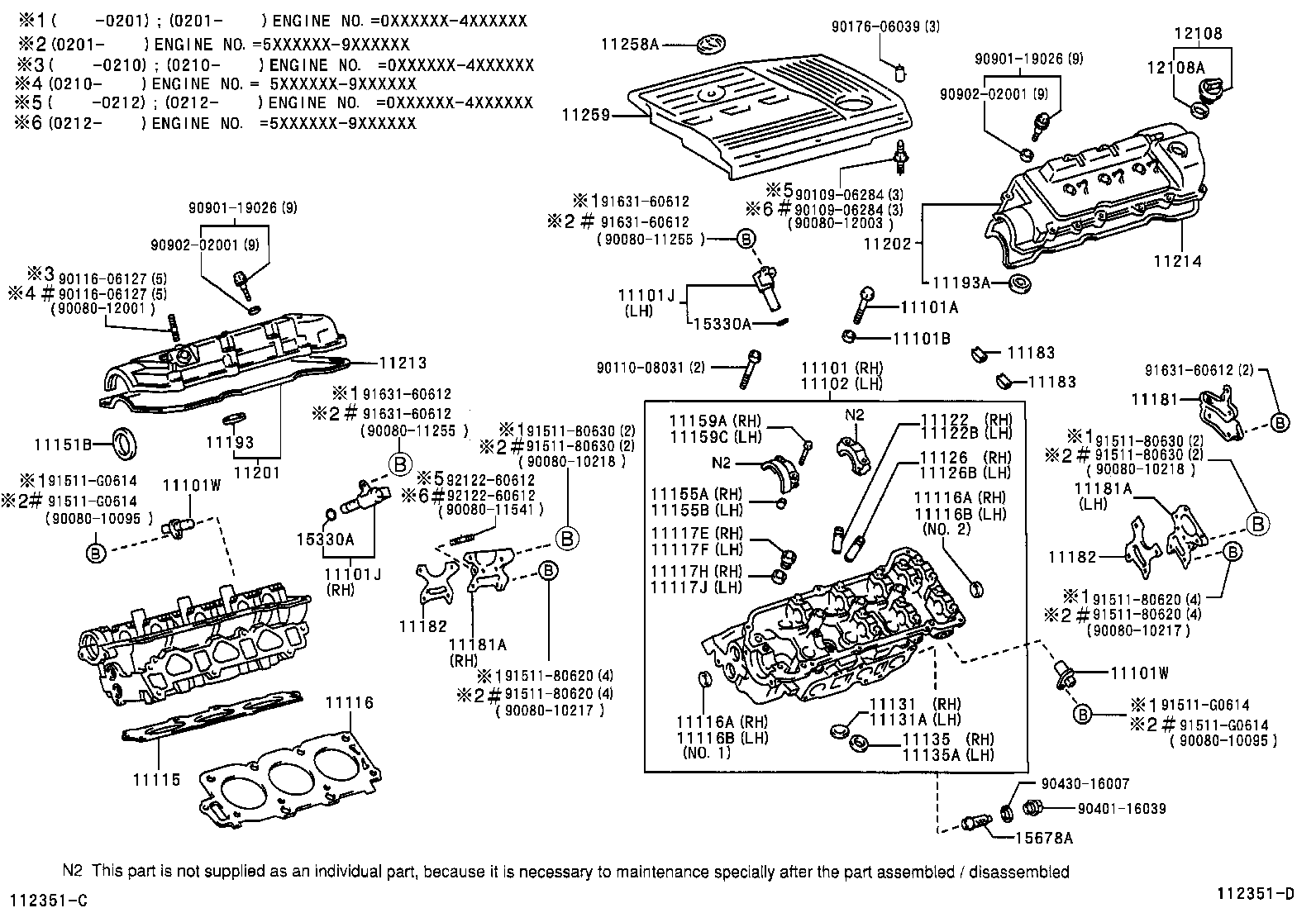 Головка блока цилиндров для Лексус RX300, 1998/01 - 2003/02, 3 литра ...