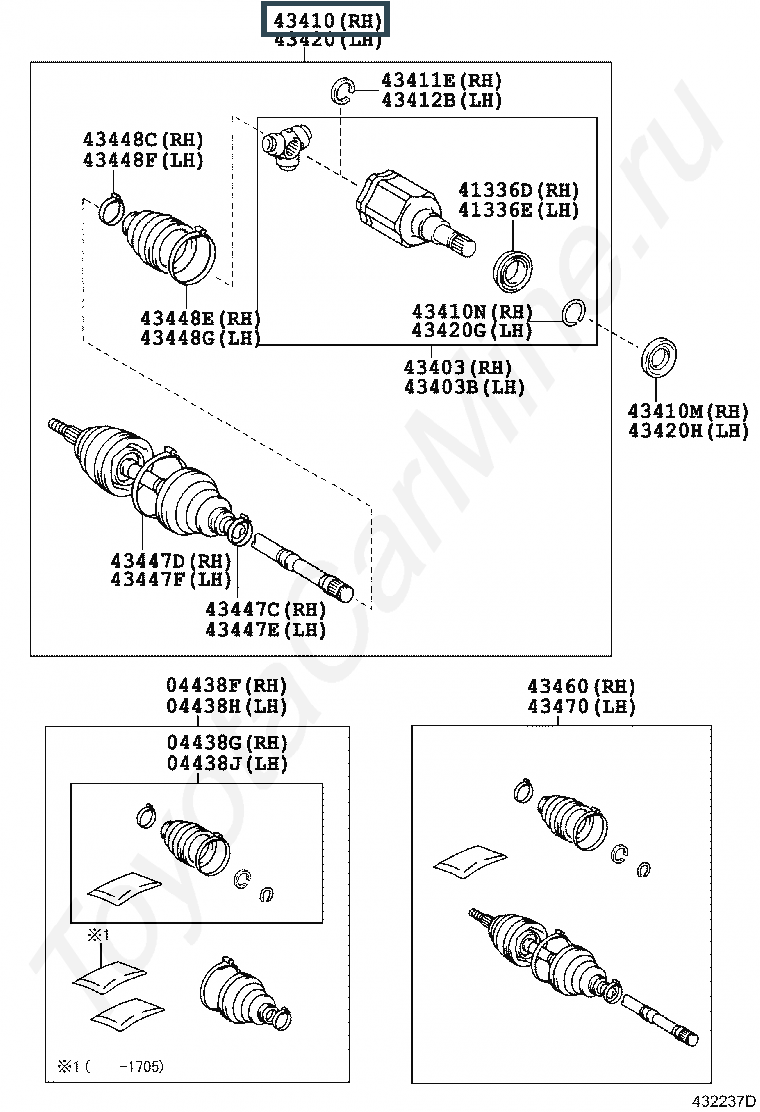 приводной вал передний Лексус (артикул 4343060081)
