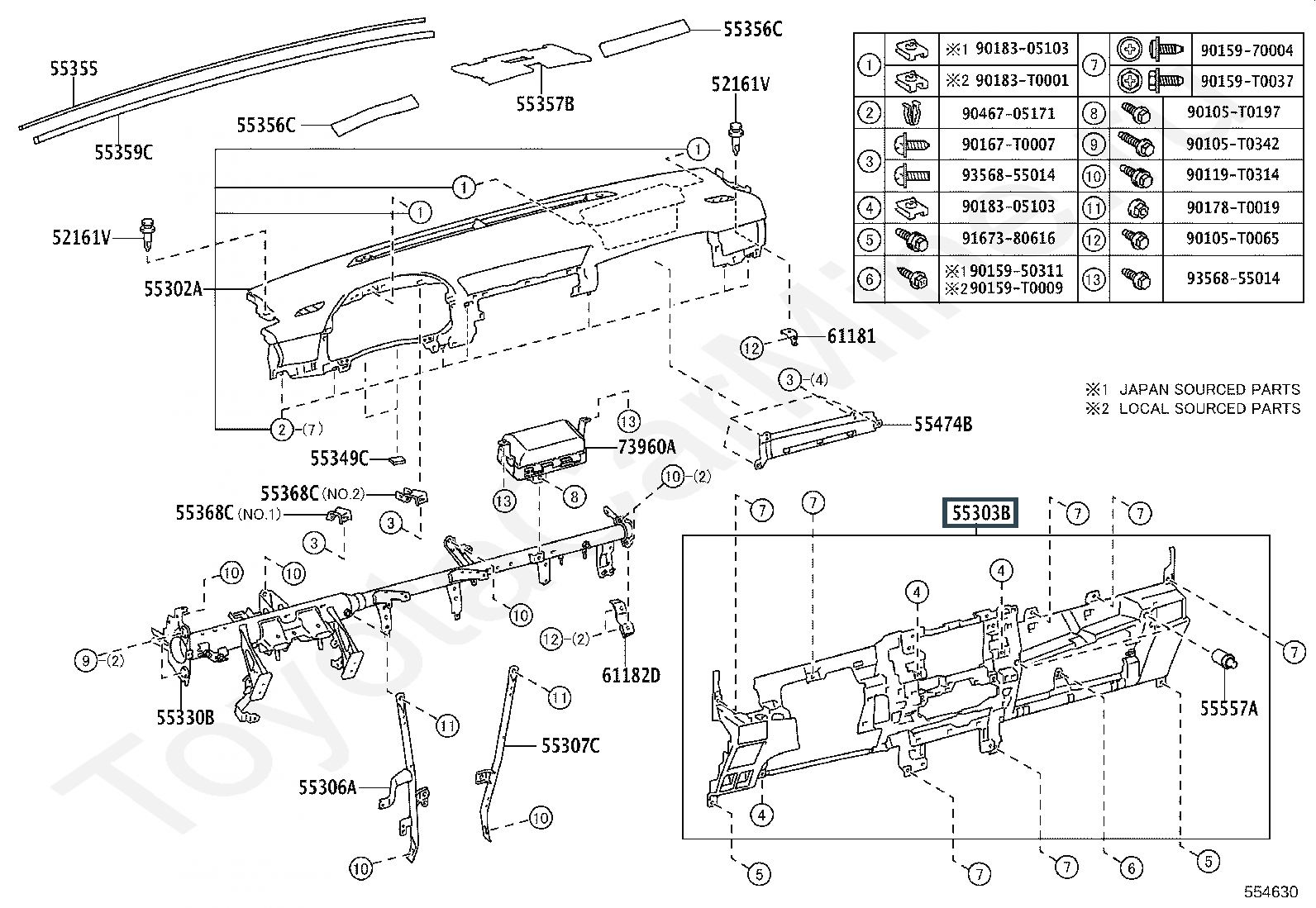 Запчасти Лексус: деталь 55303KK040C0