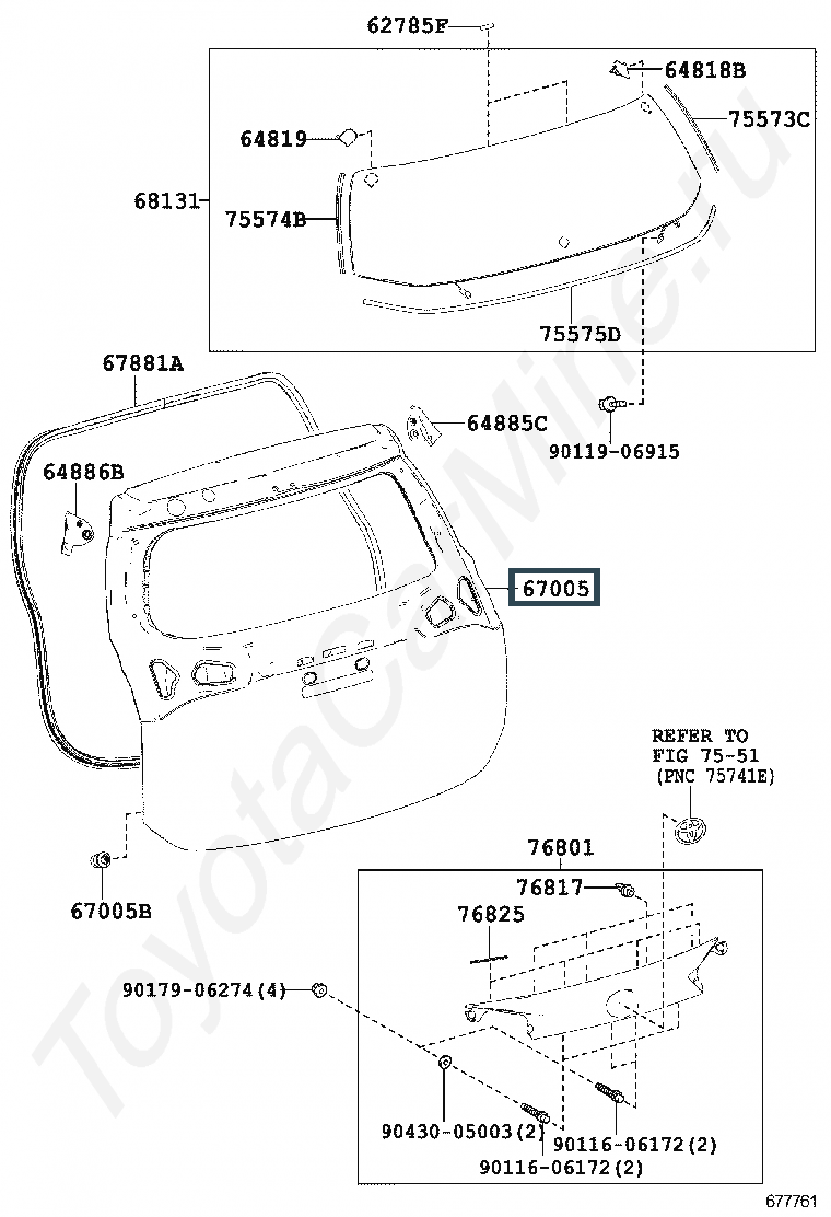 Дверь багажника Лексус (артикул 6700542430)