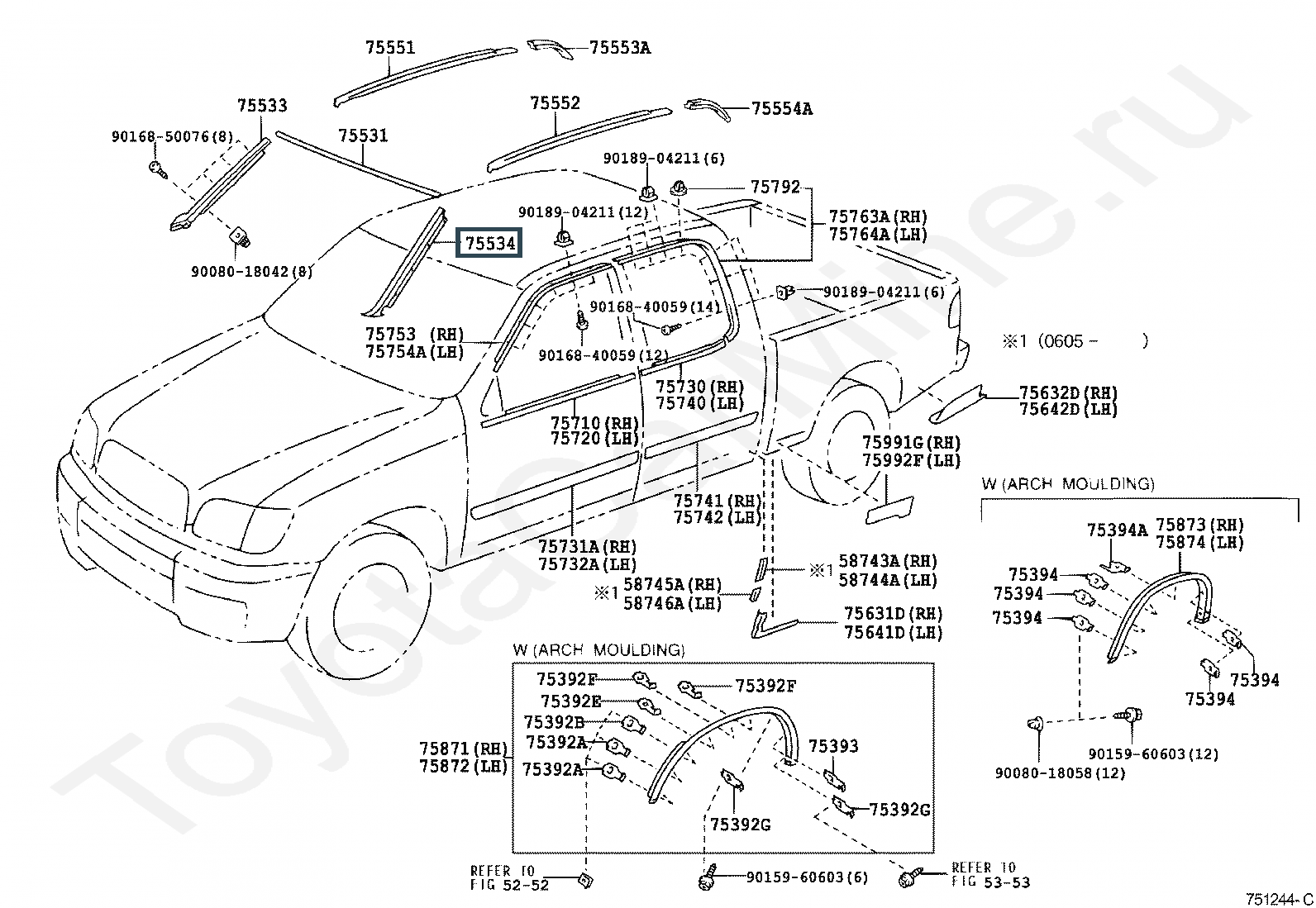 Запчасти Лексус: деталь 755340C030