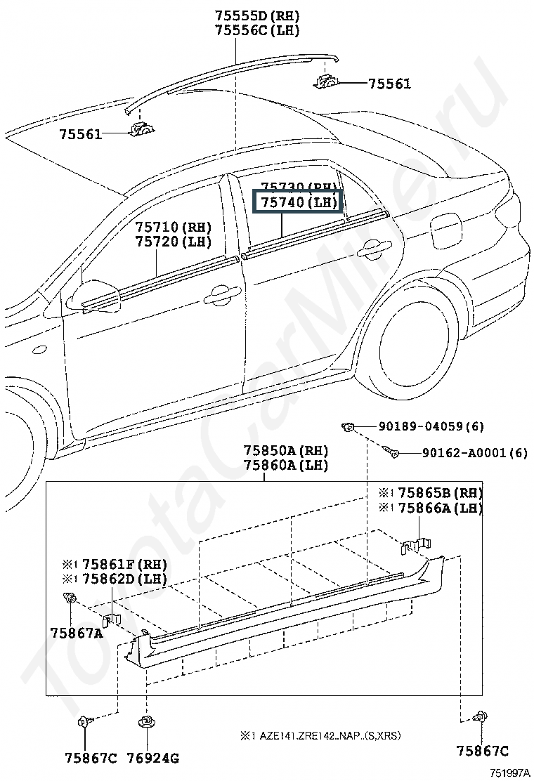 Запчасти Лексус: деталь 7574002190
